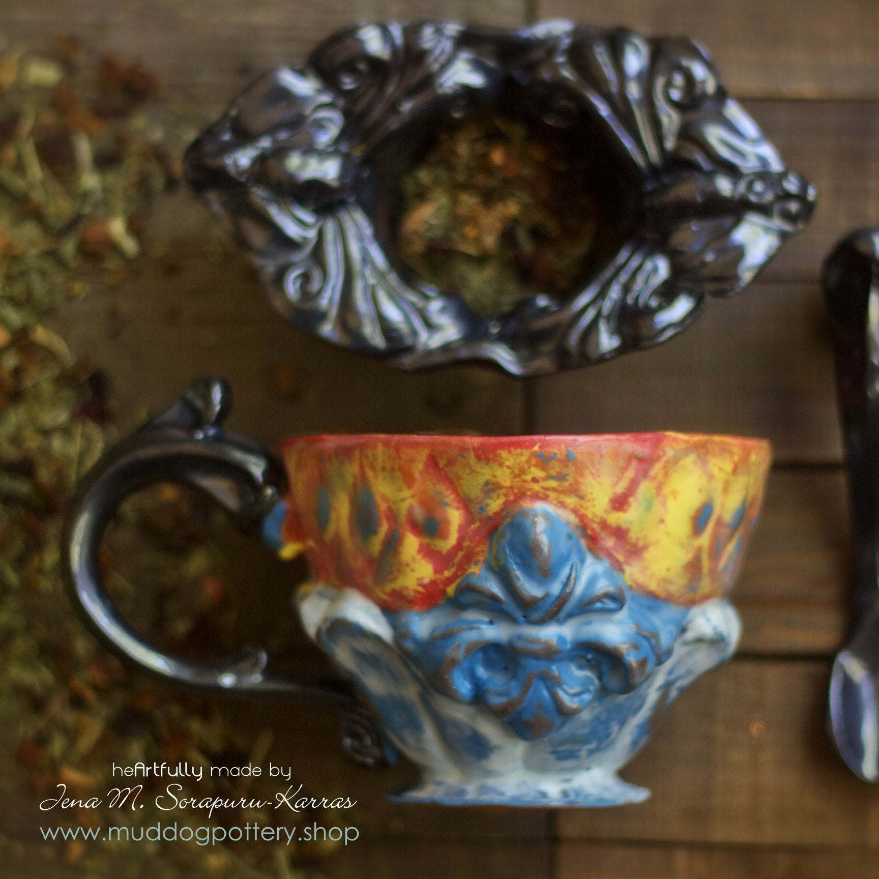 The Creole House Teacups – MudDog Pottery, LLC